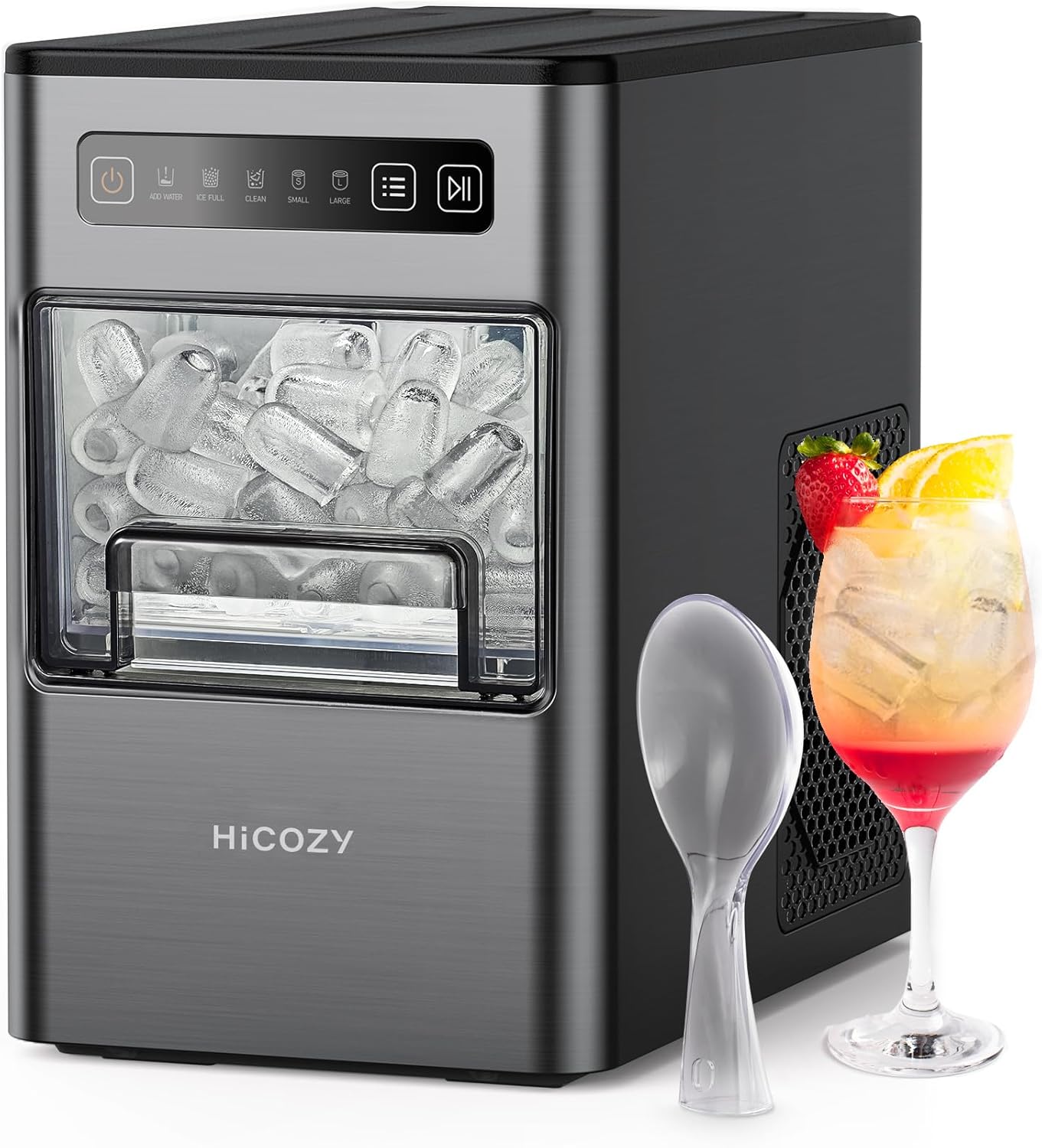 HiCOZY Countertop Ice Maker, Ice in 6 Mins, 24 lbs/Day, Portable & Compact with Self-Cleaning ...