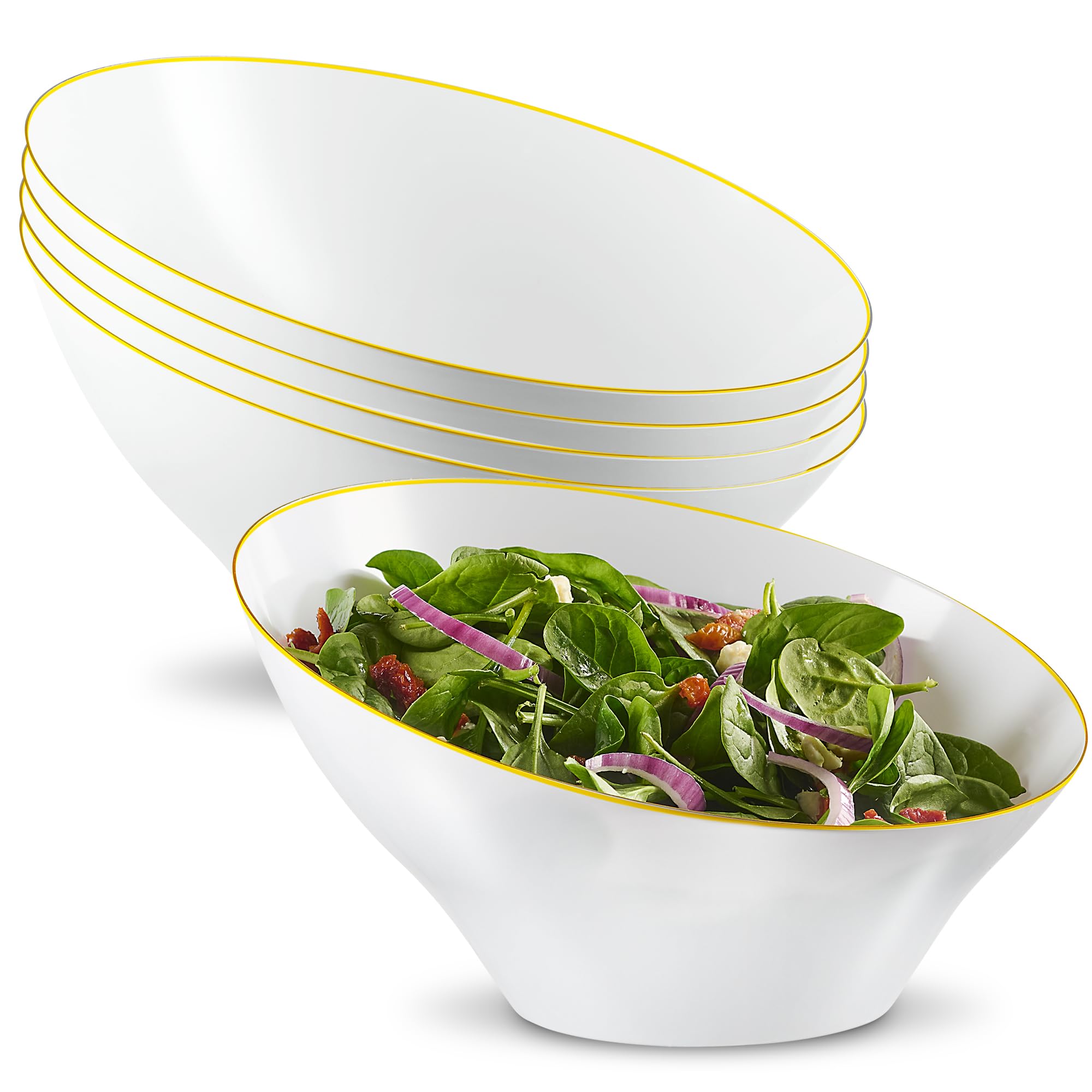 Amazon.com: PLASTICPRO Angled Plastic Bowls Disposable Large Plastic ...