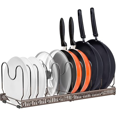 Amazon.com: Heavy Duty Pots and Pans Organizer - For Cast Iron Skillets ...
