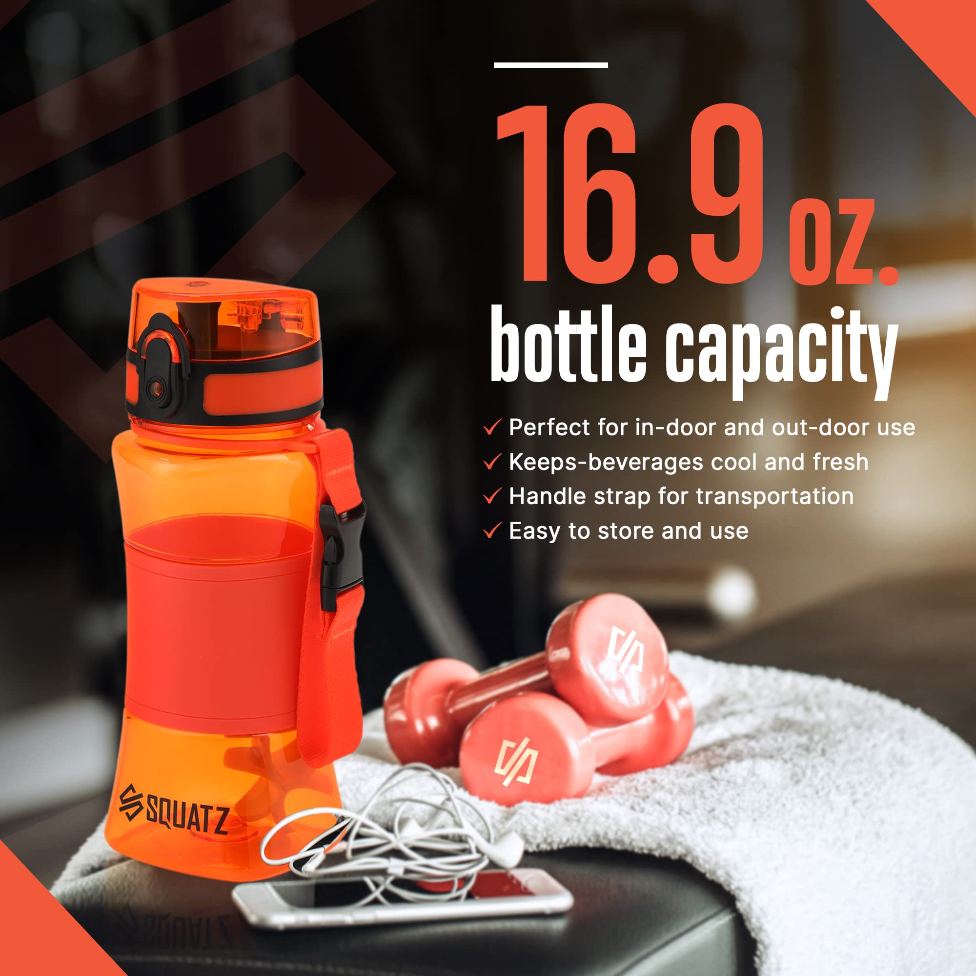 Snapklik.com : SQUATZ 17 Oz Poseidon Series Water Bottle For Protein ...