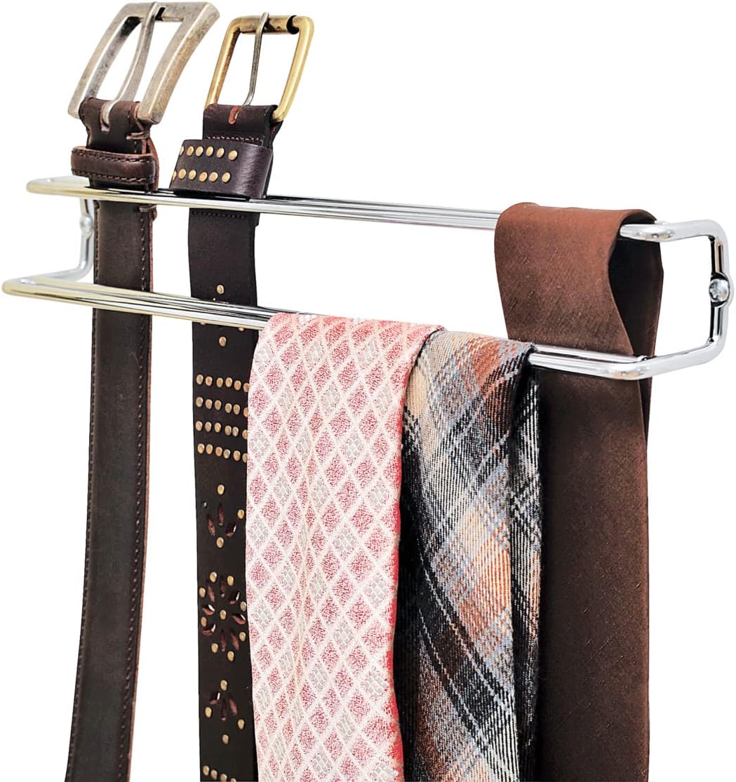 2X Silver Tie Rails 35cm Scarf & Belt Storage Display Rail Ideal for ...