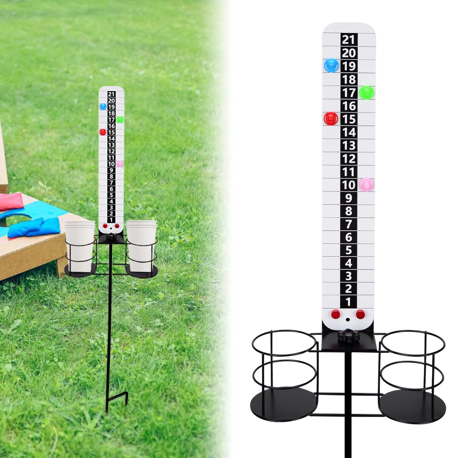 Metal Cornhole Scoreboard with Drink Holders Corn Hole Score Keeper ...