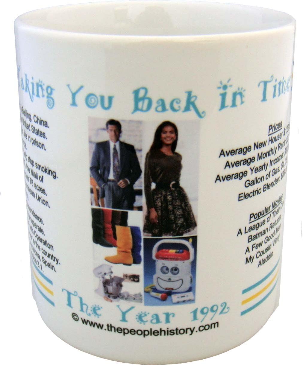 Amazon.com: 1992 Coffee Mug Featuring -1992 Year in History (Teal ...