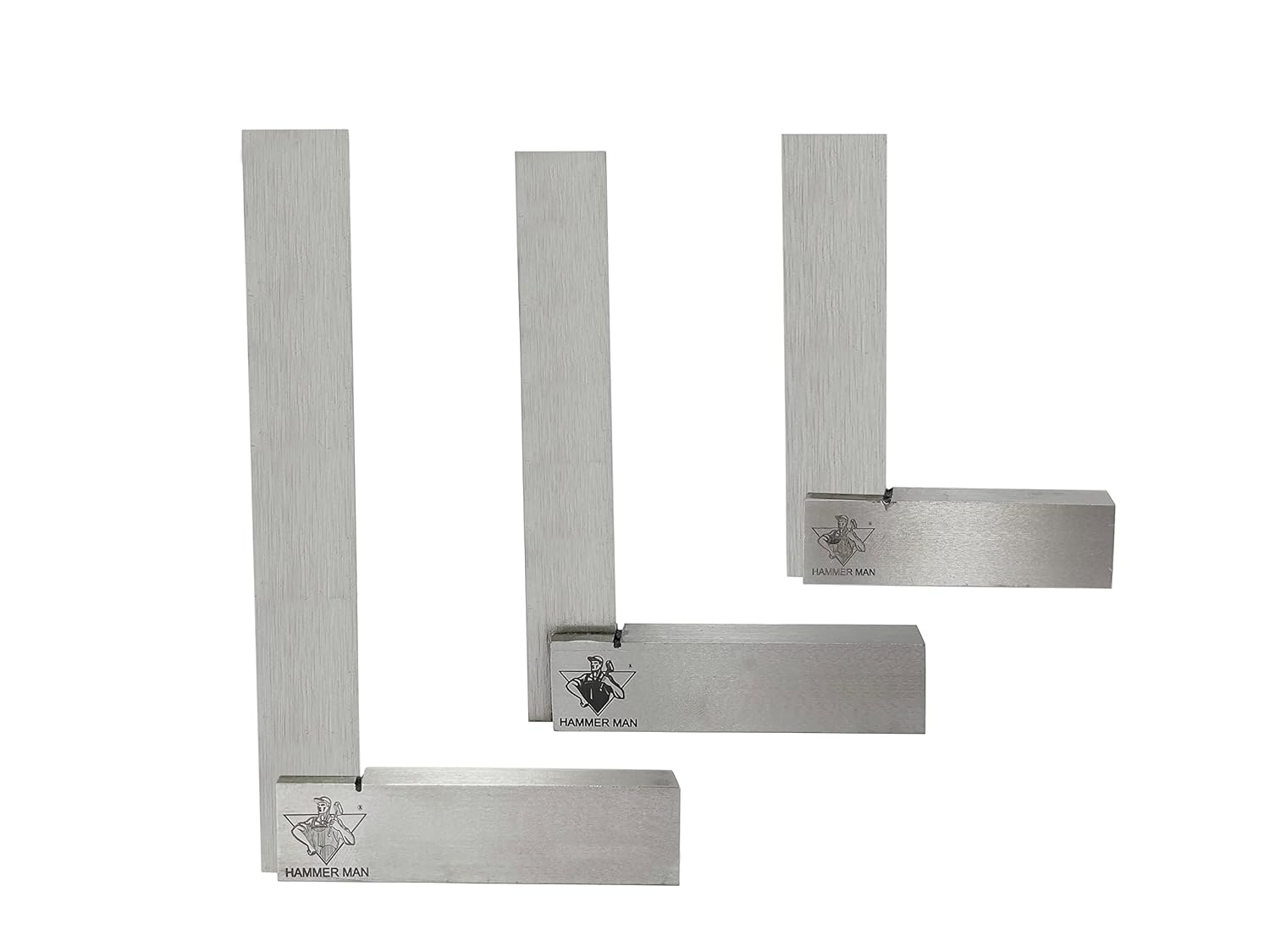 HAMMER MAN Engineer’s Steel Squares 3Pc Set of 3”, 4” & 6” / Mechanical ...
