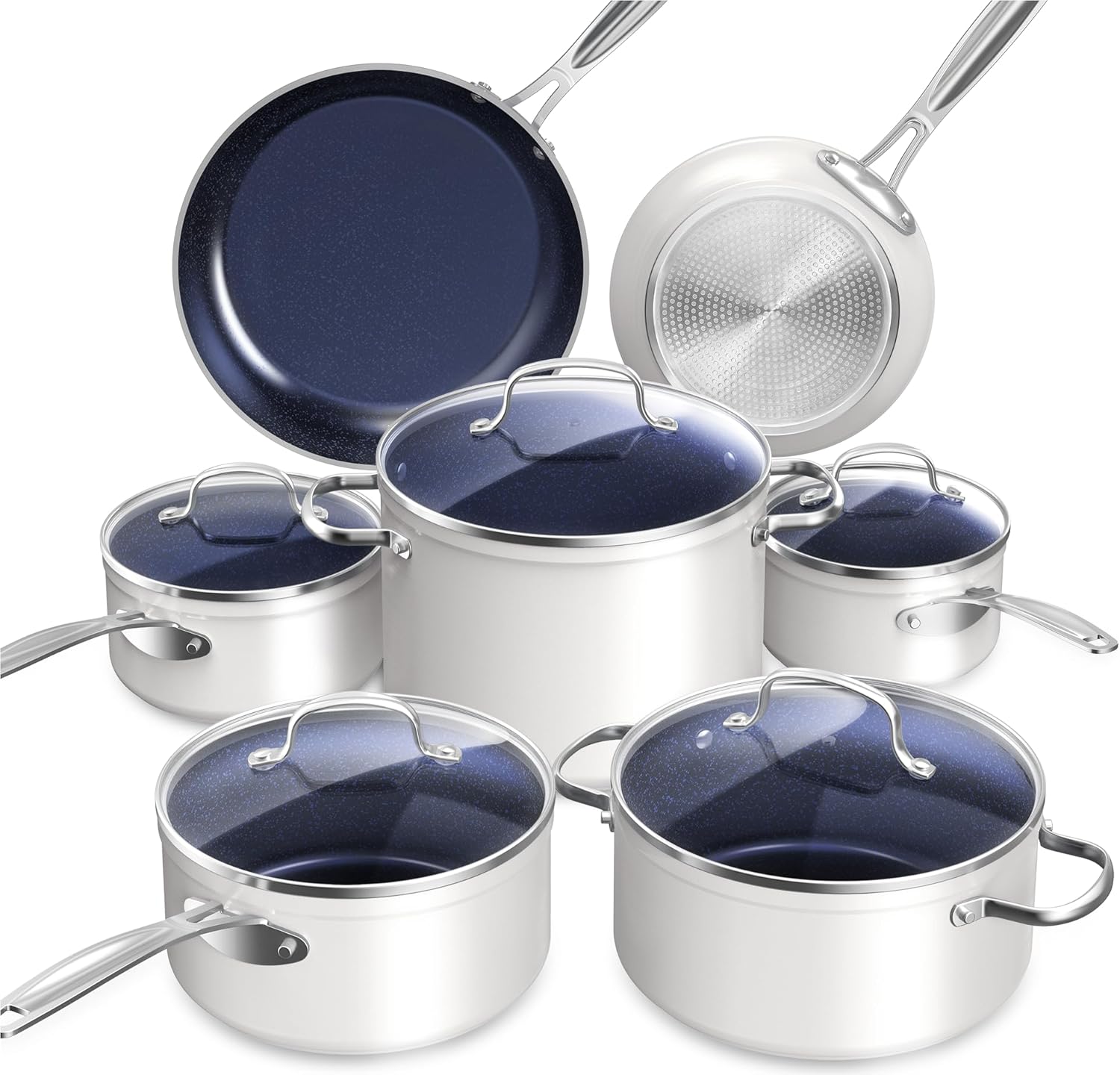 Amazon.com: Nuwave Healthy Duralon Blue Ceramic Nonstick Cookware Set ...