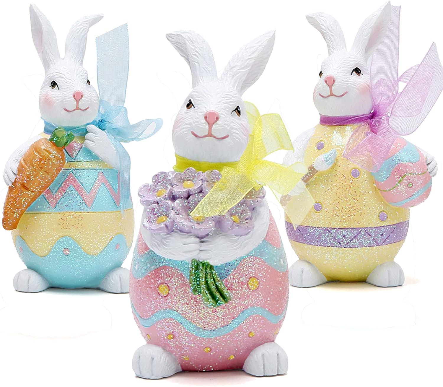 Amazon.com: Hodao Set of 3 Easter Bunny Egg Decorations Spring Easter ...
