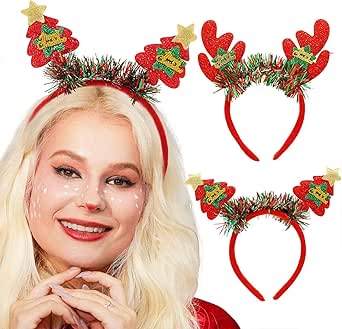 Amazon.com: Acenail Christmas Headbands Reindeer Antlers Headband Red ...