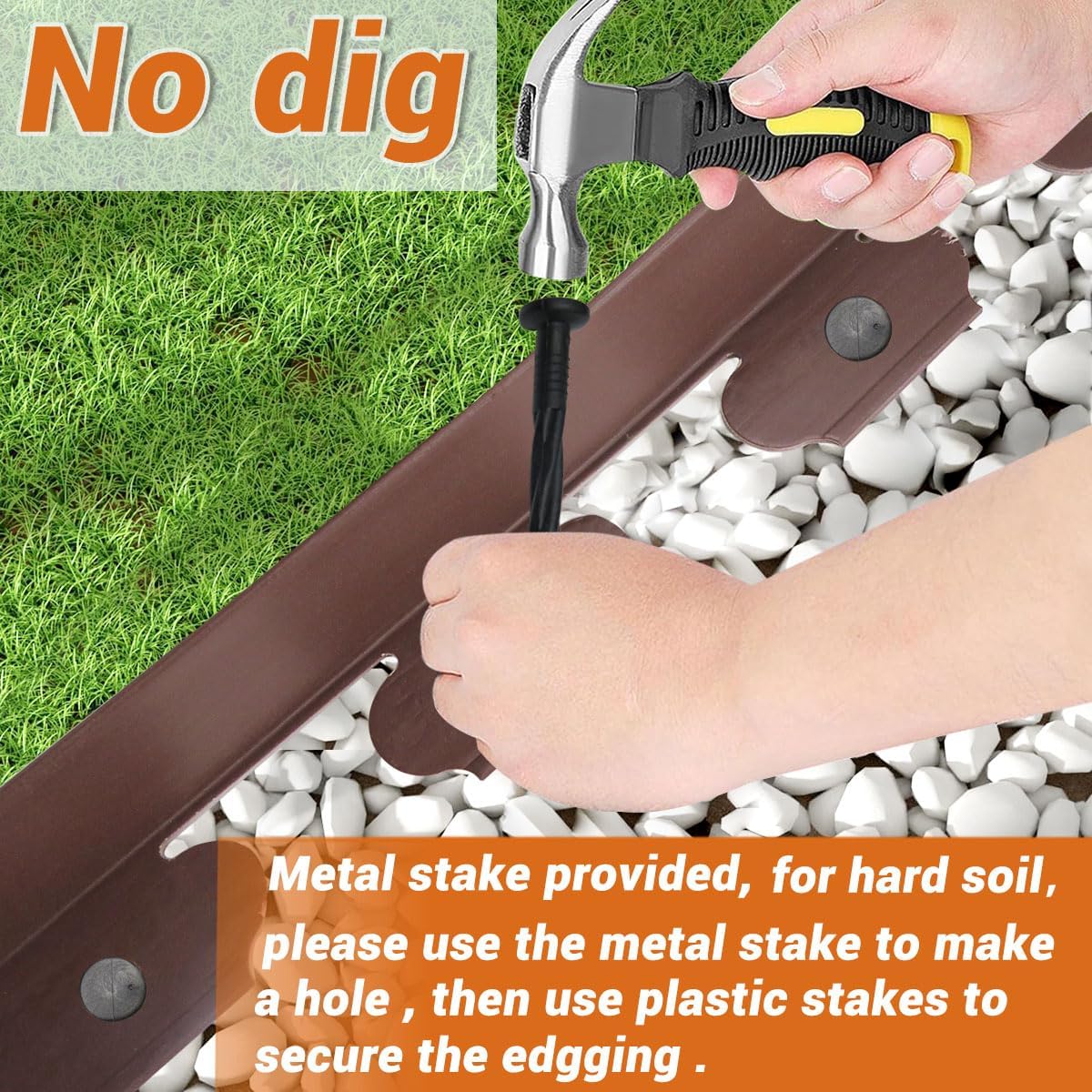 Borde de borde de paisaje sin excavación, bordes de plástico para ...