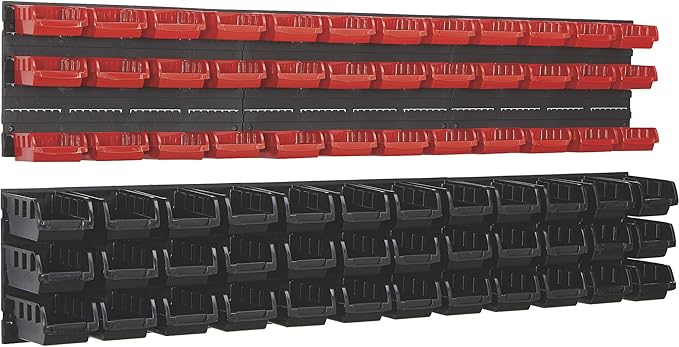 Amazon.com: Ironton 72-Pc. Plastic Wall-Mount Bin Set, 56.1in.W x 6.9in ...