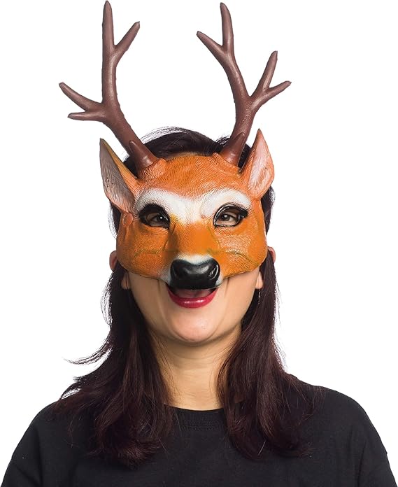 Amazon.com: Super Soft Form Fitting Latex Deer Mask Brown : Clothing ...