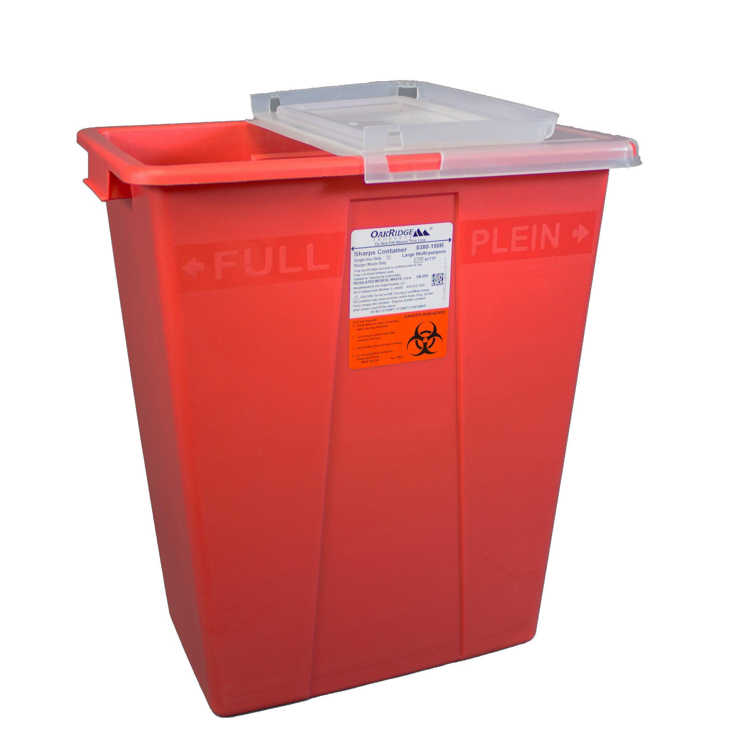 Amazon.com: Oakridge 8 Gallon Sharps Container | Rotary Opening | Hinge ...