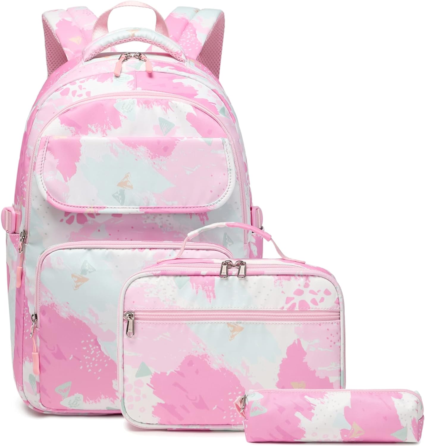 Leaper Water-Resistant Contrast Color School Backpack Lunch Bag Pencil ...