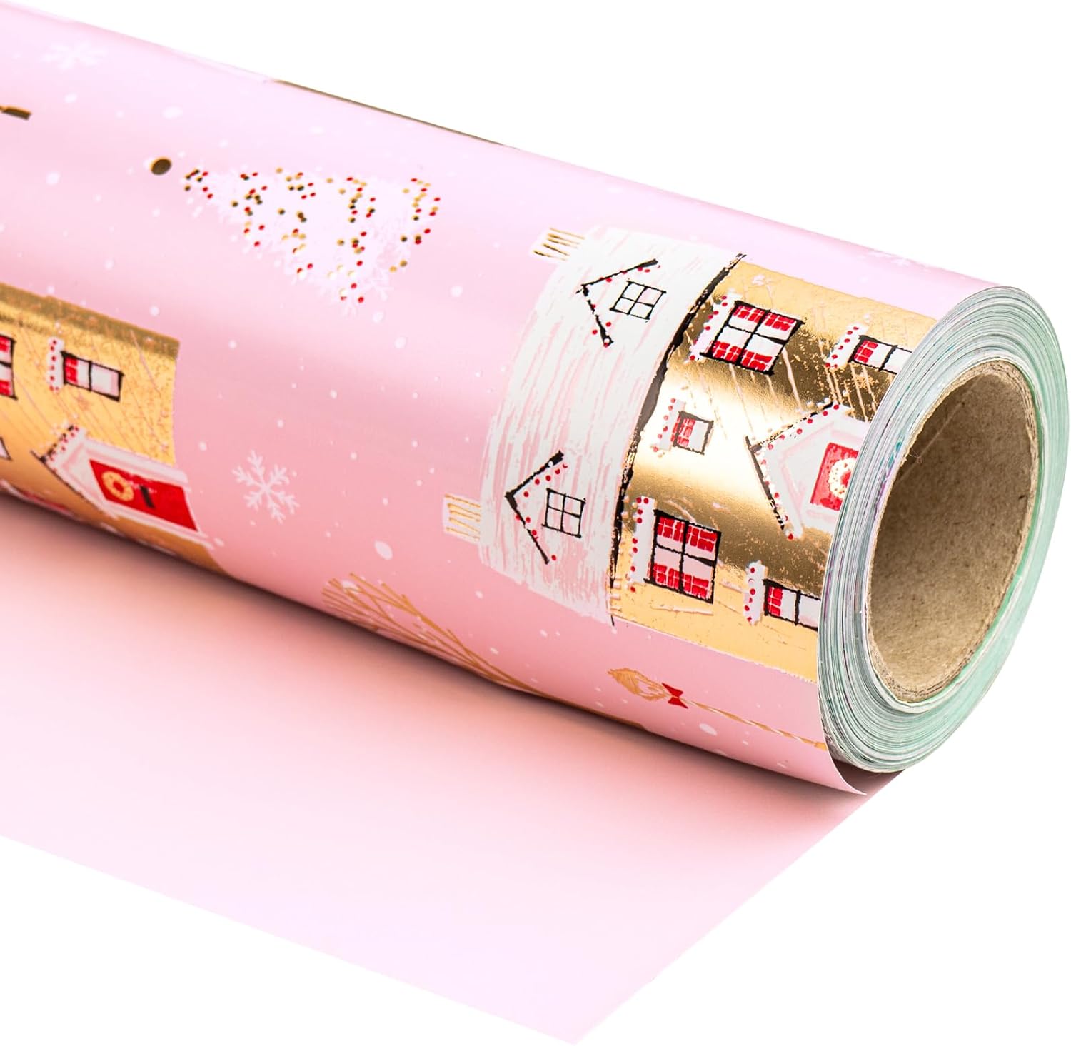 Amazon.com: WRAPAHOLIC Reversible Christmas Wrapping Paper - Mini Roll ...