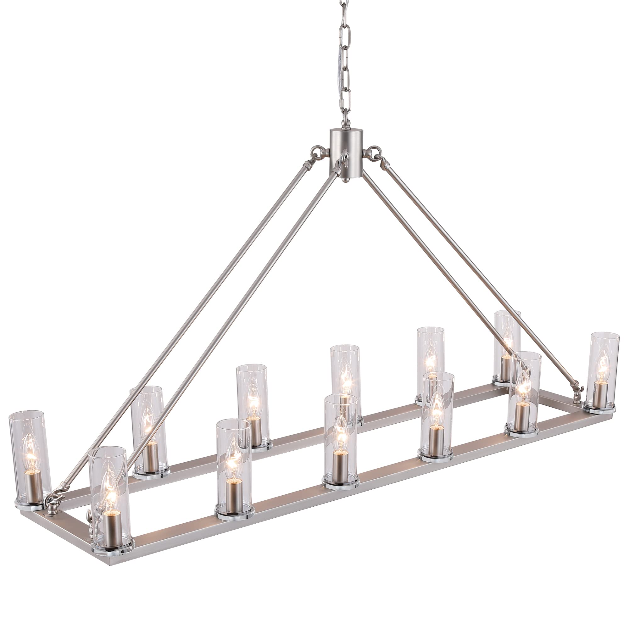 Buy ARTROEE L47" Rustic Metal Rectangle Chandelier for Dining Room ...