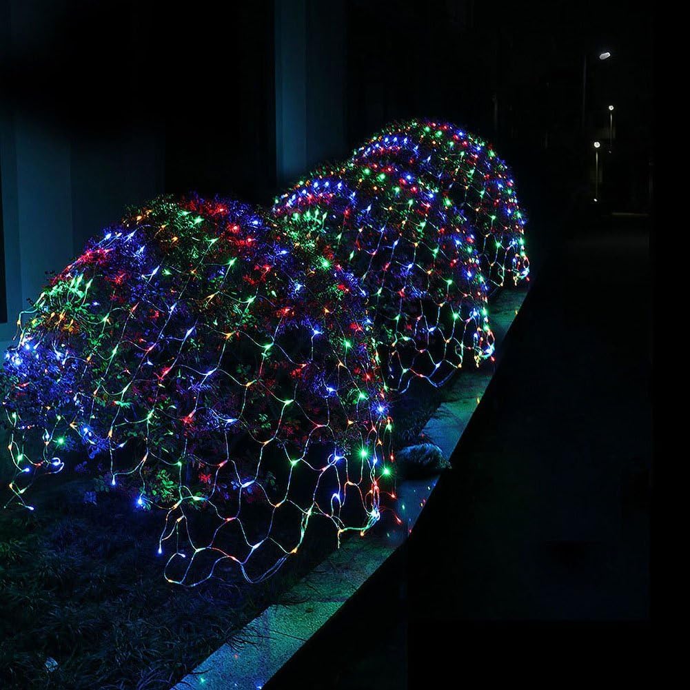 URMGAIC Outdoor Christmas Net Lights,1 Pack 192 LEDs 9.8 x 6.6Ft Net ...