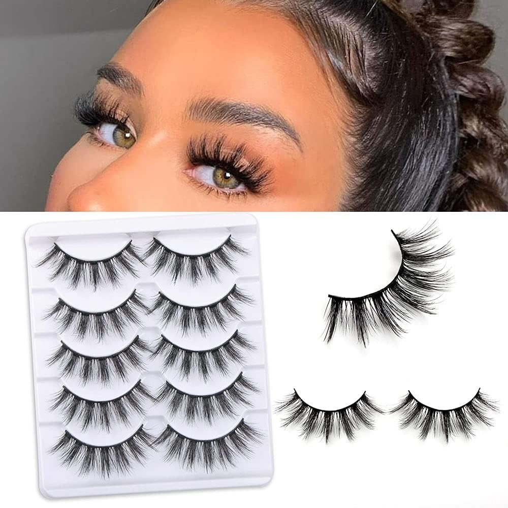 Amazon.com: Brieve 18mm 5 Pairs 3D False Eyelashes Pack Fluffy Thick ...