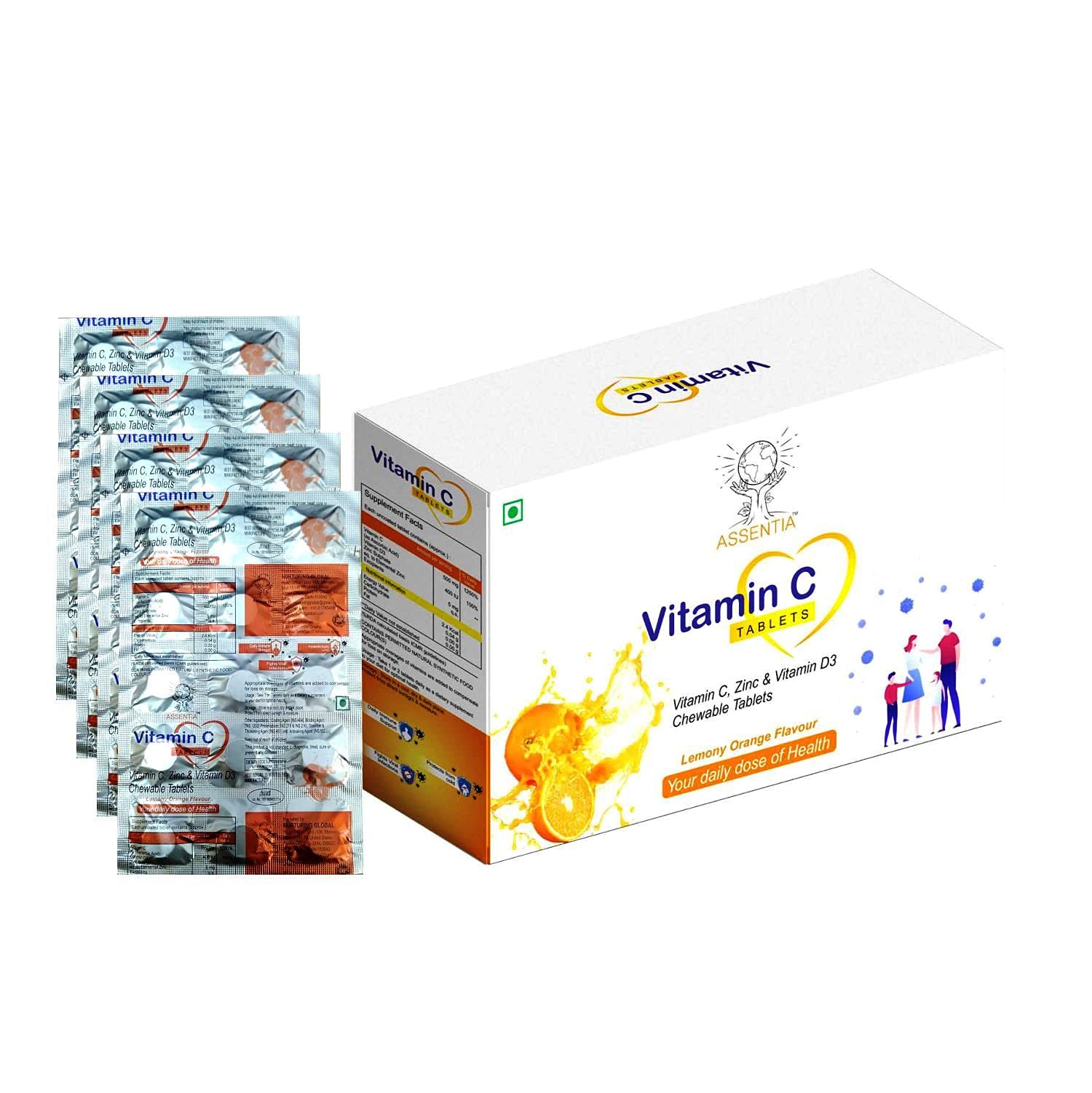 Buy Assentia C Chewable s - Sugar Free in Tasty Lemony Orange Flavour ...