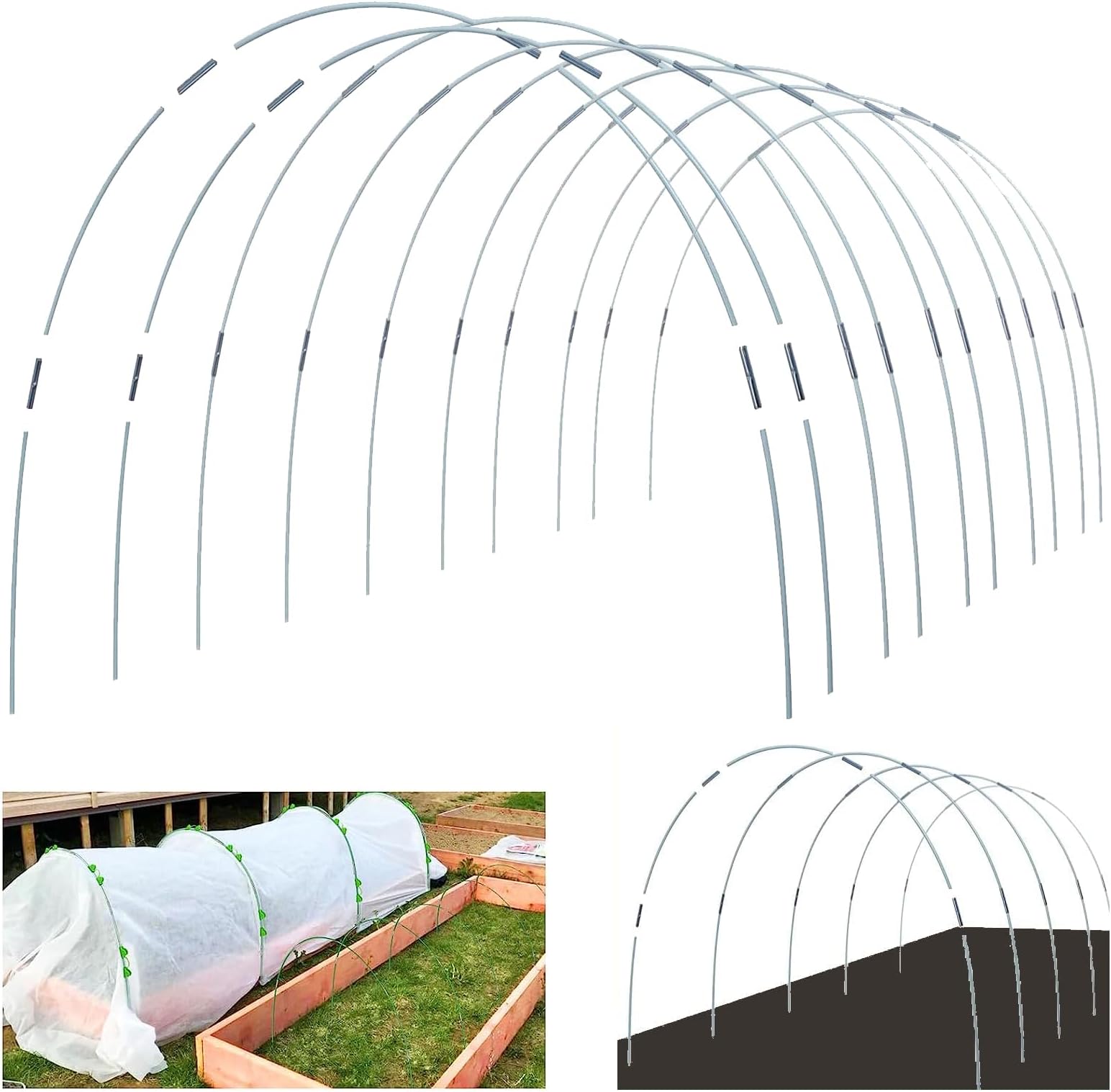 Large Flexible Green Garden Cloche Crop Protection Hoops (Pack of 8 ...