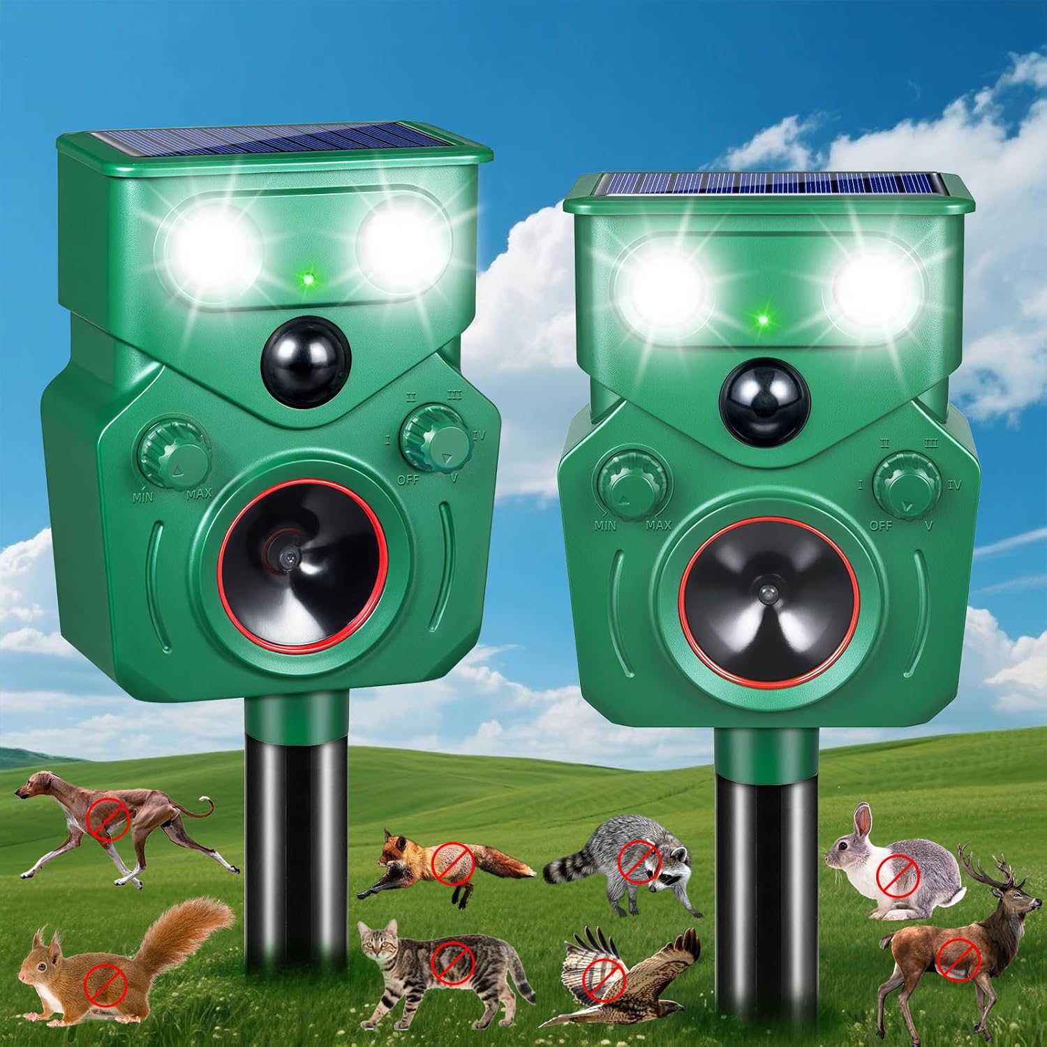 Amazon.com: 2 Pack 2025 Solar Ultrasonic Animal Repeller Cat Deterrent ...