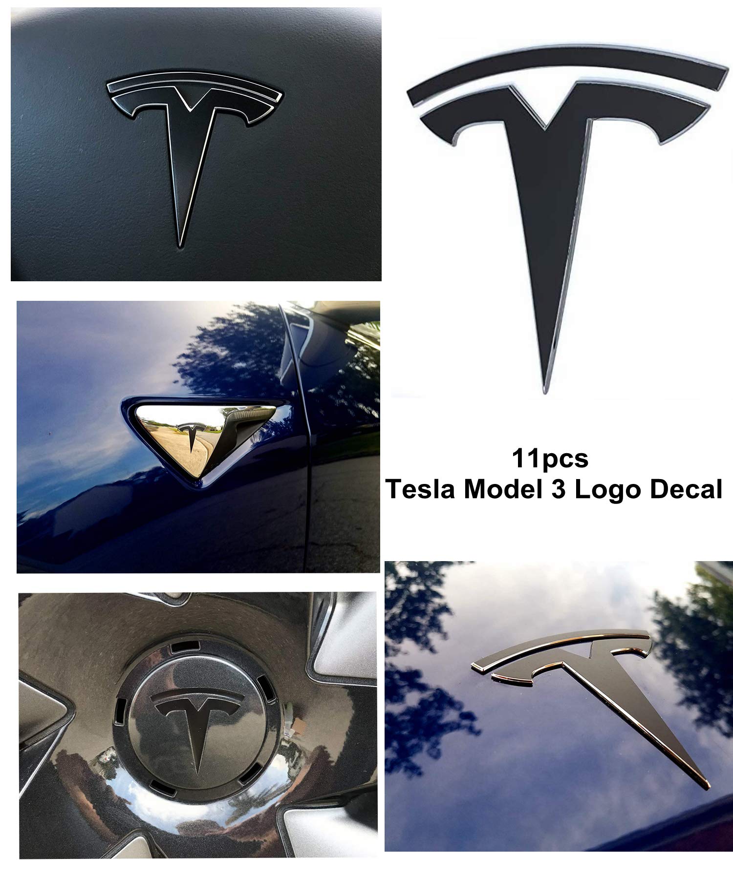 GetALift Tesla Model 3 Logo Sticker Wrap – 11 Pieces per Set (Matte ...