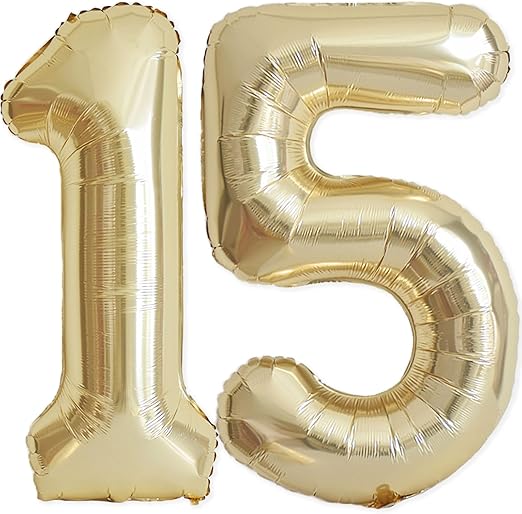 Amazon.com: 15 Balloon Number, 40 Inch Champagne Gold Foil Balloons ...