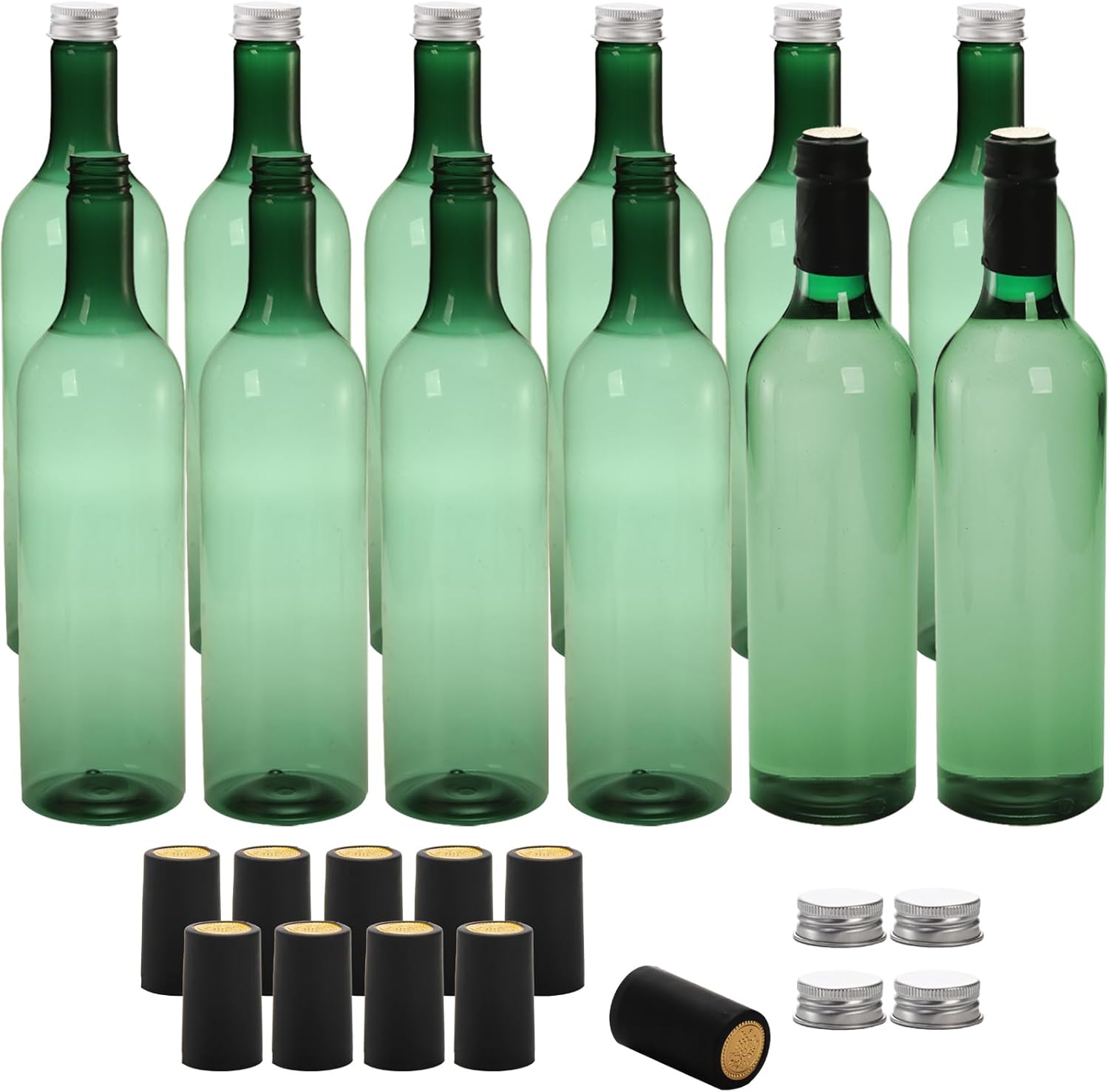 WUWEOT 12 Pack Plastic Wine Bottles, 750ml Empty Bordeaux-Style Liquor ...