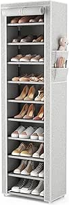 Amazon.com: VTRIN Vertical Narrow Shoe Rack Organizer Tall Shoe Rack ...