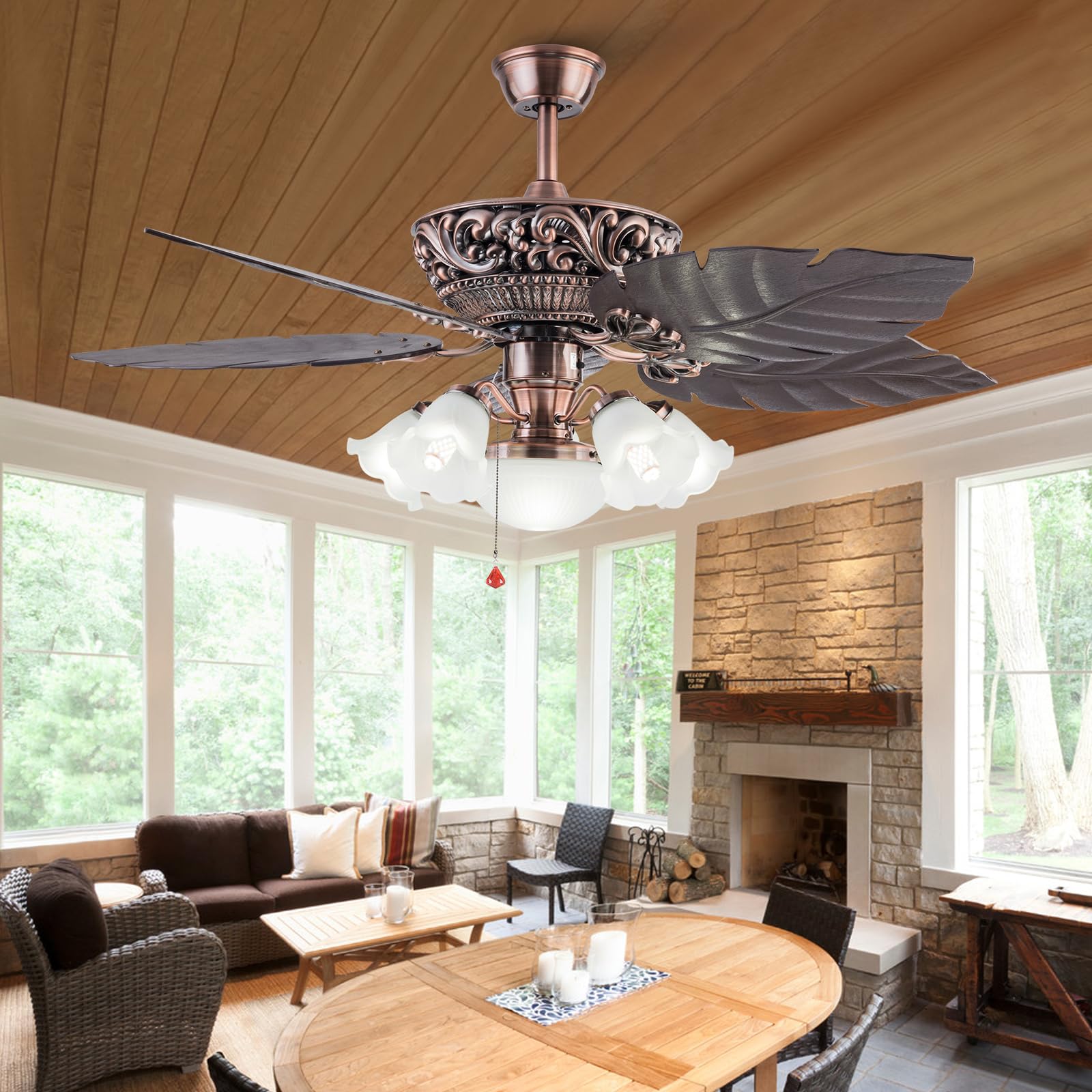 Amazon.com: BOOMJOY 52 inch Ceiling Fans with Lights and Remote,5 Leaf ...