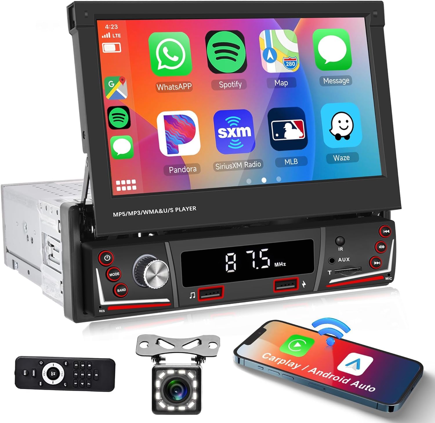 Single Din Wireless Apple CarPlay Car Stereo Touch Screen Car Radio ...