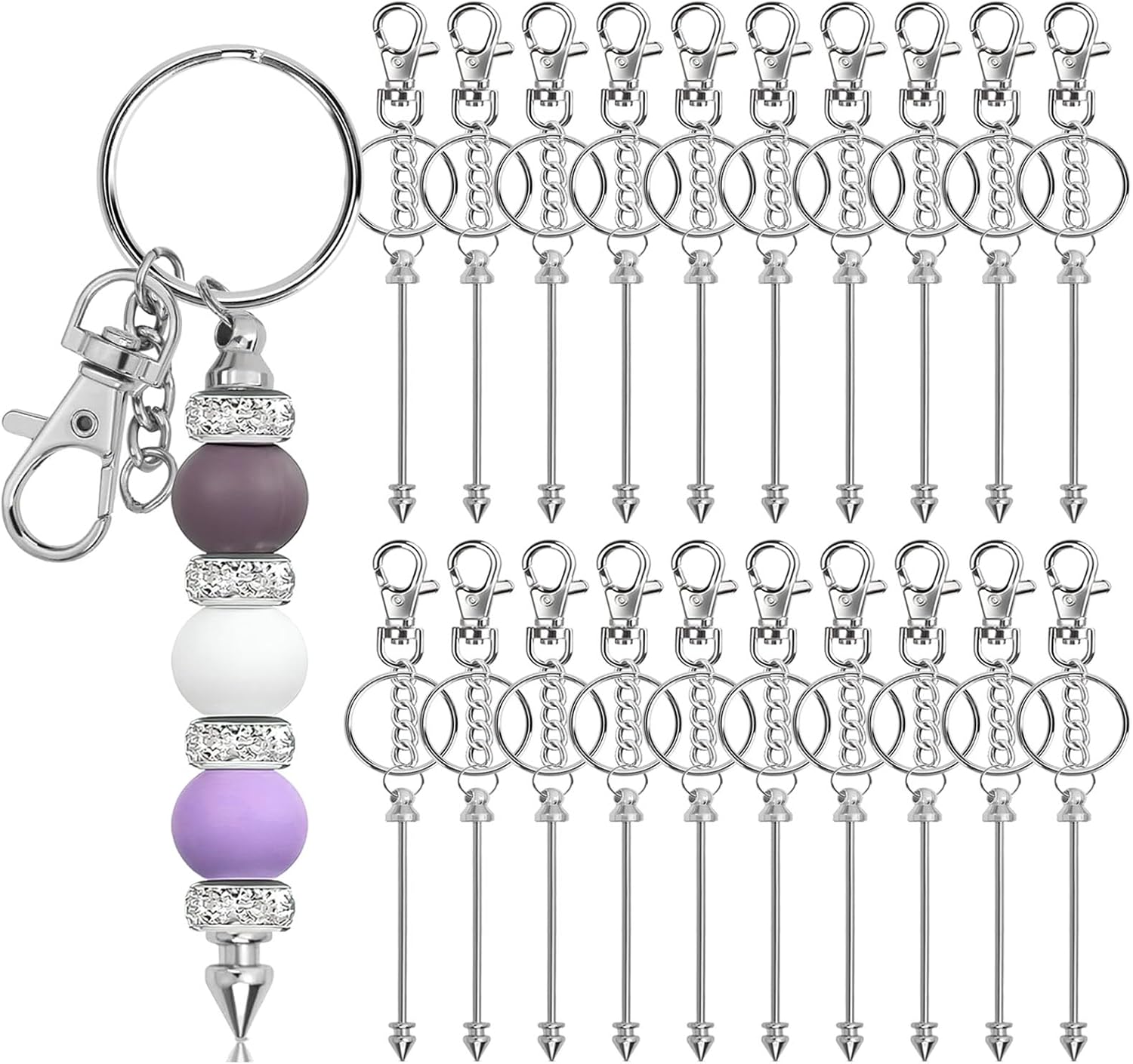 YUESEK 20/40pcs Beadable Keychain Bars Bulk Blank Creative Cute ...