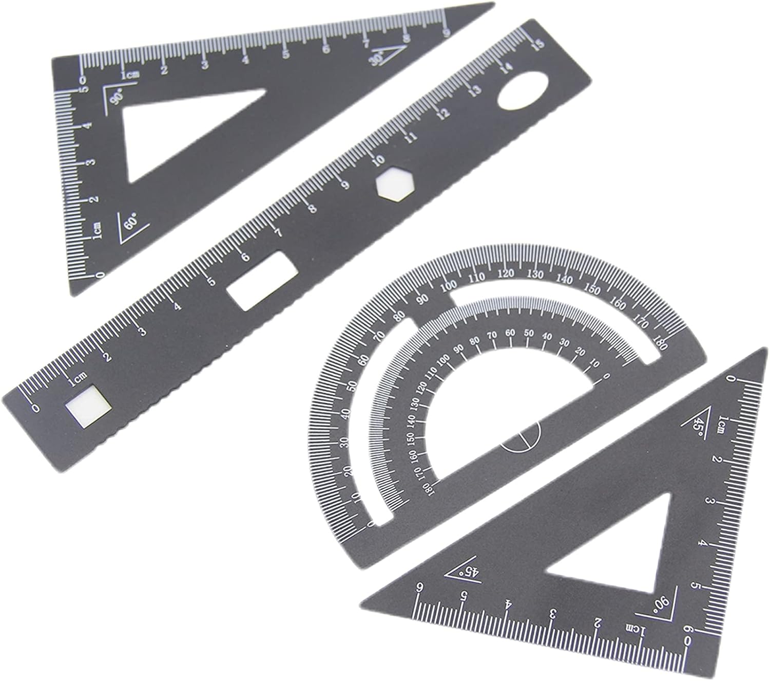 Juego de 4 reglas de escala triangular de aluminio, regla de escala de ...