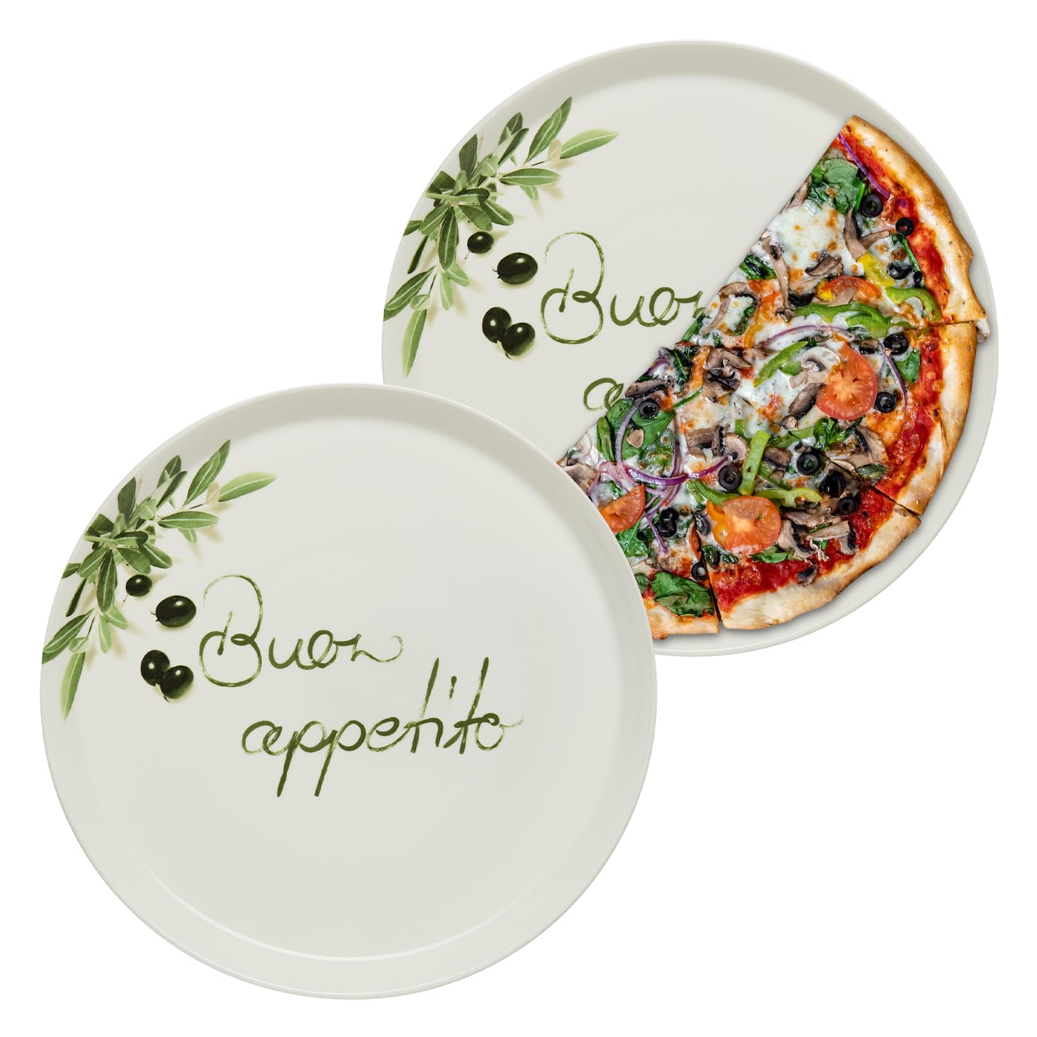KHG 2er set Pizzateller, extra groß mit 30cm Durchmesser in Buono ...
