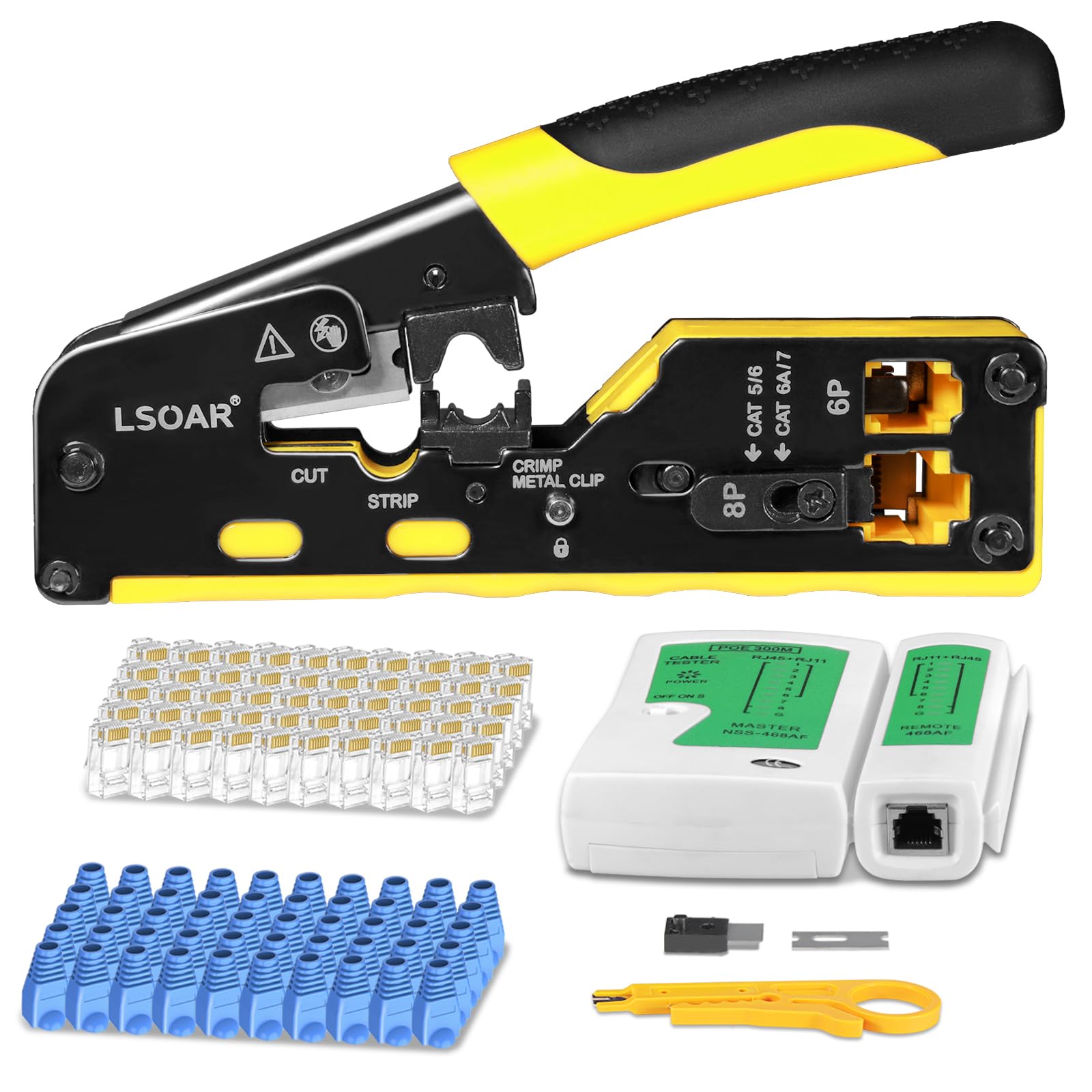 Lsoar rj45 Crimp Tool Ethernet Crimping Tool Kit Pass Through rj45 ...