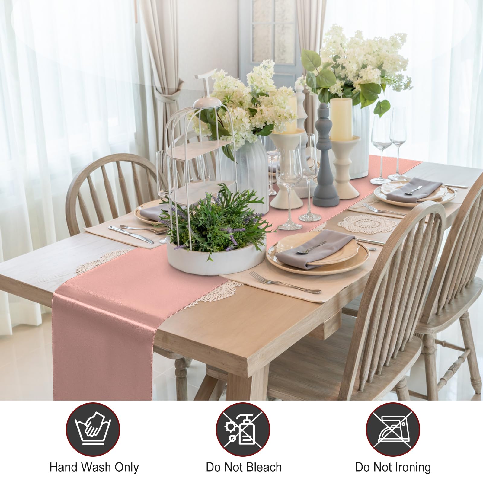 Rose Gold Table Runner 12x108 Inch - 12 Pack Satin Table Runners ...