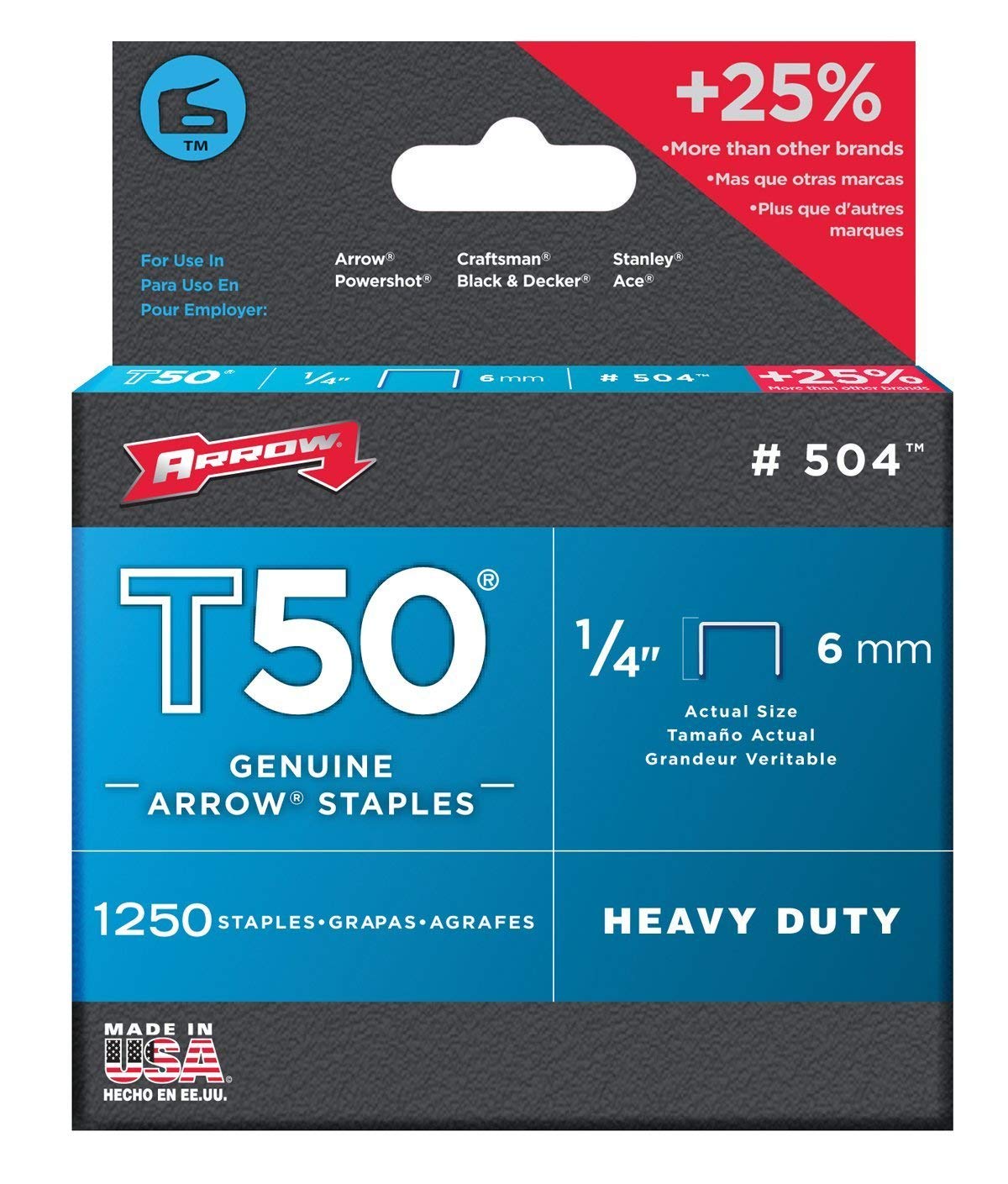 Arrow Fastener Staples Arrow Fastener 1/4 Inch T50 Staples - Heavy Duty ...