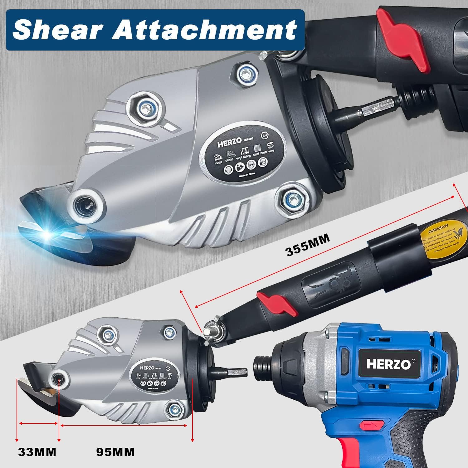 Buy HERZO Metal Cutting Turbo Shear Attachment,for Impact driver ...
