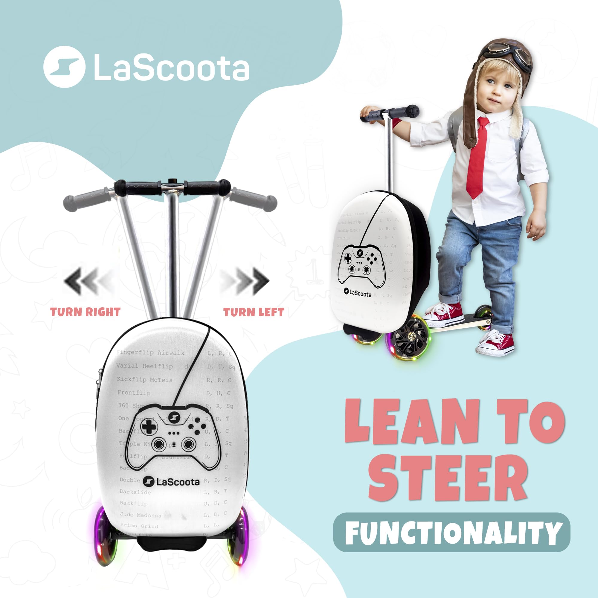 Lascoota Scooter Suitcase, Foldable Scooter Luggage For Kids ...