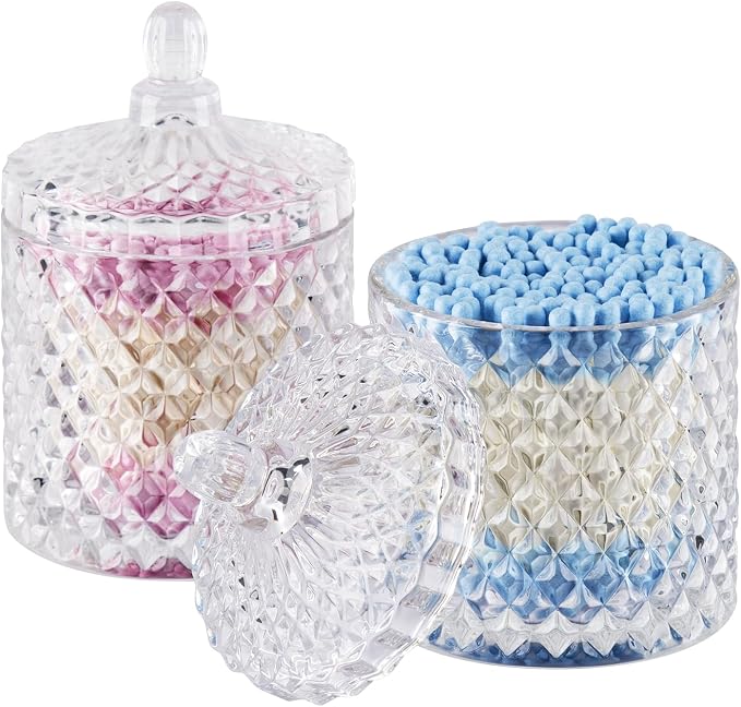 Amazon.com: ALAMHI 2 Pack Qtip Holder Cotton Round Ball Holder Set ...