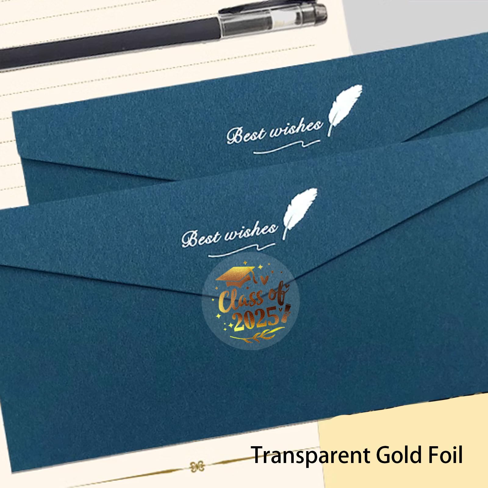 Snapklik.com : 100 X Graduation Stickers Class Of 2025 Transparent Gold ...