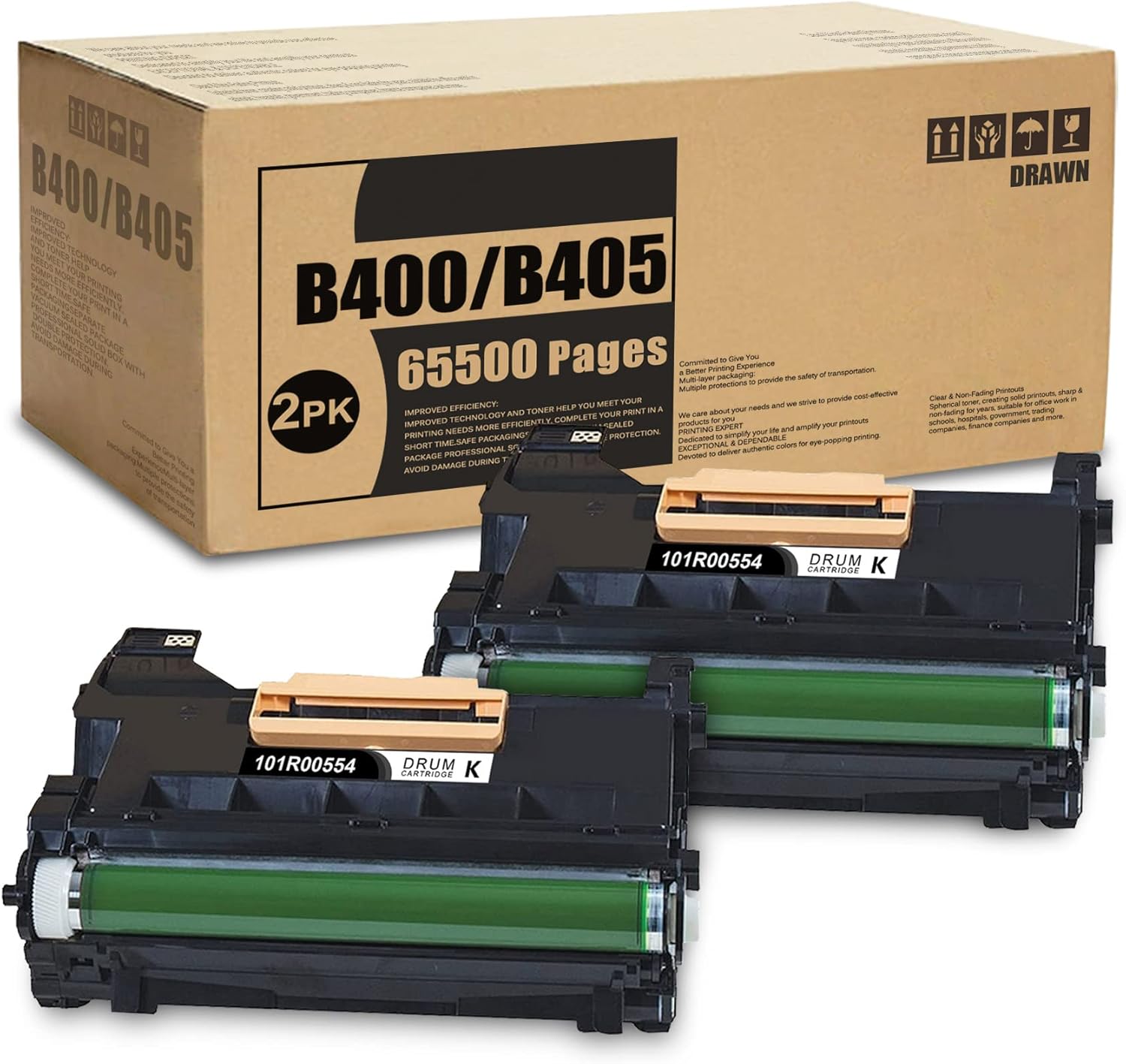 Amazon.com: DRAWN B400/B405 Drum Cartridge 101R00554 2 Pack 101R00554 ...