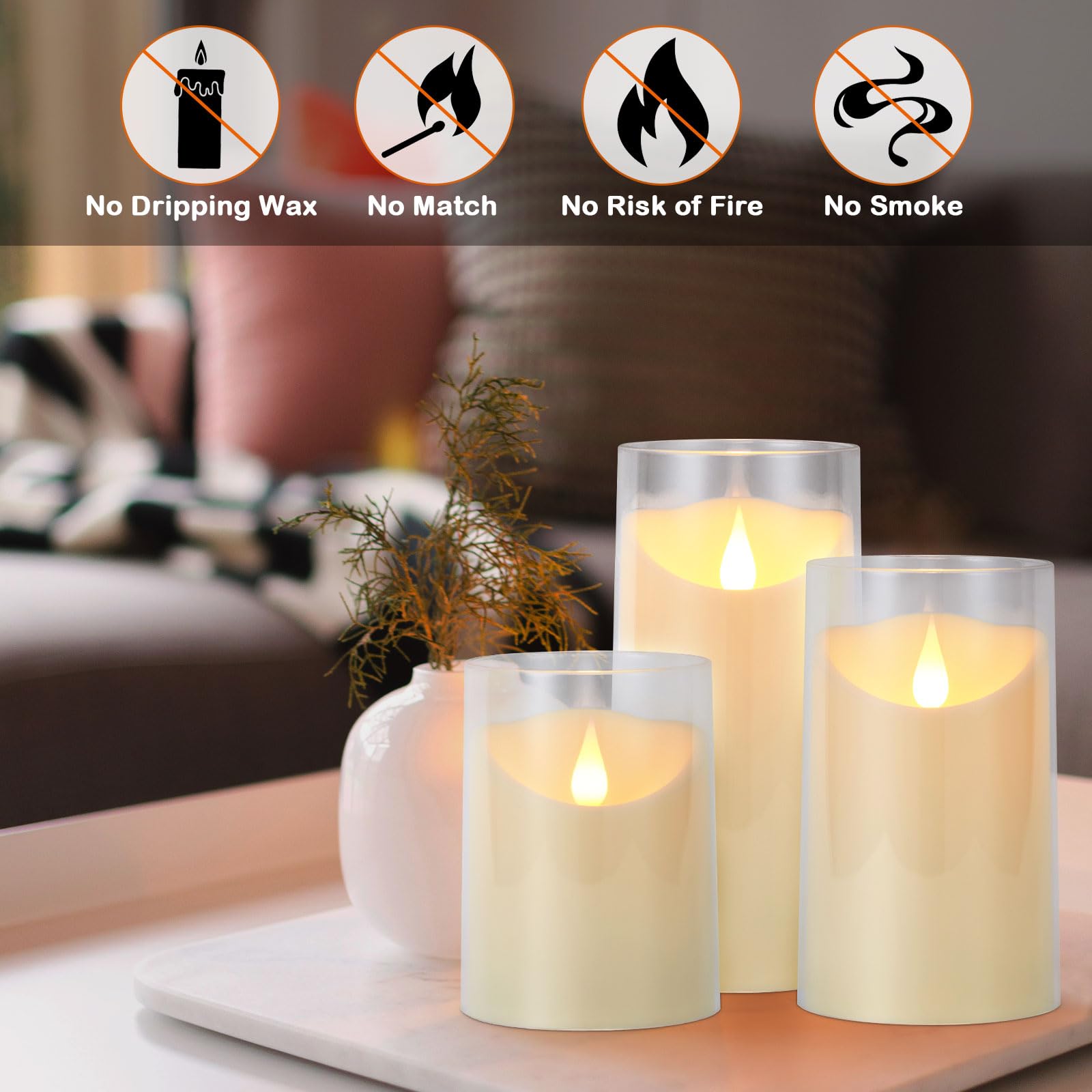 Snapklik.com : IMAGE Flickering Flameless Candles Battery Operated, 3 ...