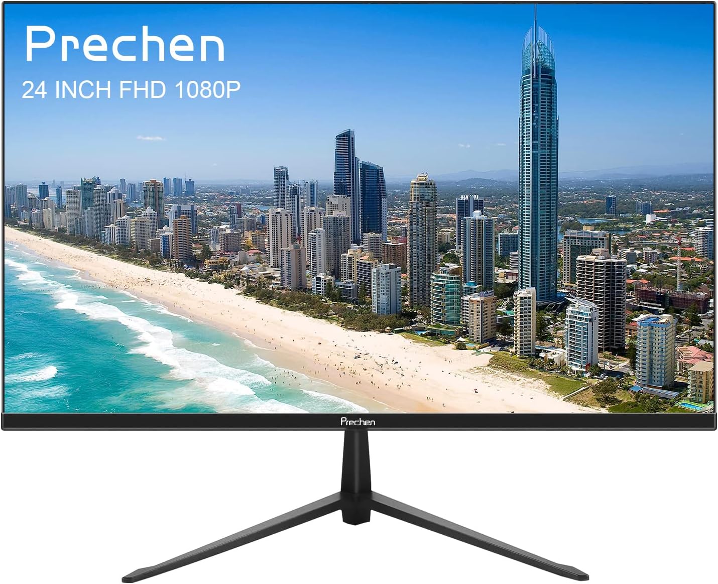 Prechen 24 Inch Computer Monitor, 3-Sided Frameless Gaming Screen FHD ...
