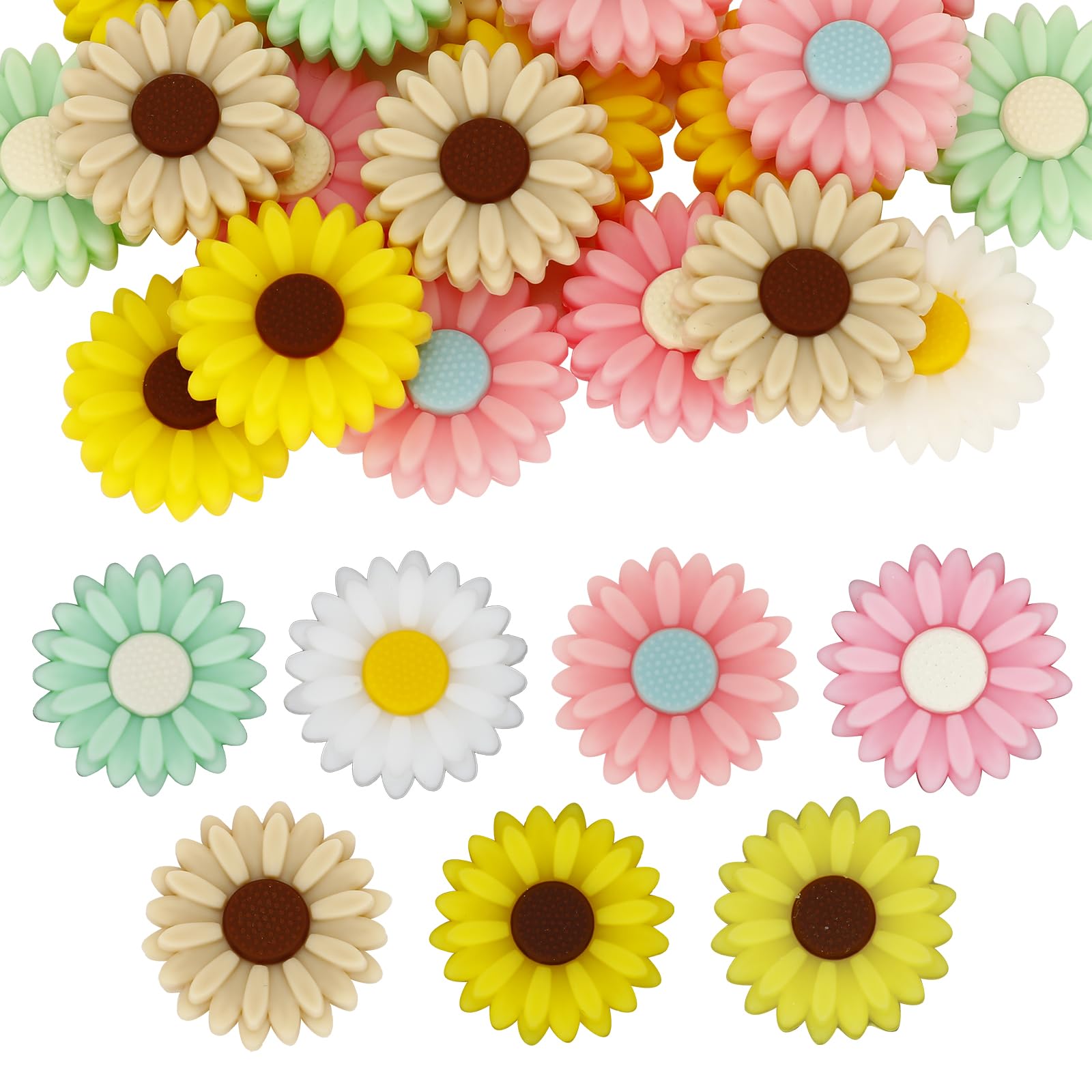 Amazon.com: 20 Pcs Silicone Sunflower Beads for Jewelry Making Daisy ...