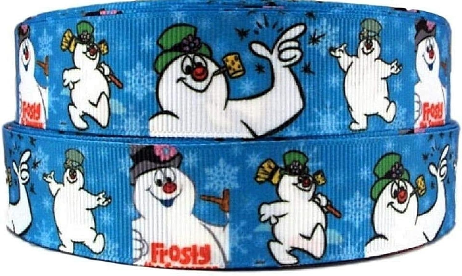 Amazon.com: Frostys Cartoon Snowman 1 Inch Wide Repeat Ribbon Sold in ...