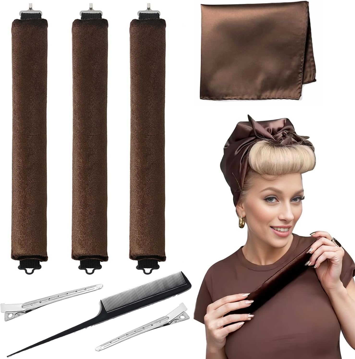 Amazon.com : Heatless Curls Overnight Rods - 6 Pcs No-Heat Blowout Hair ...