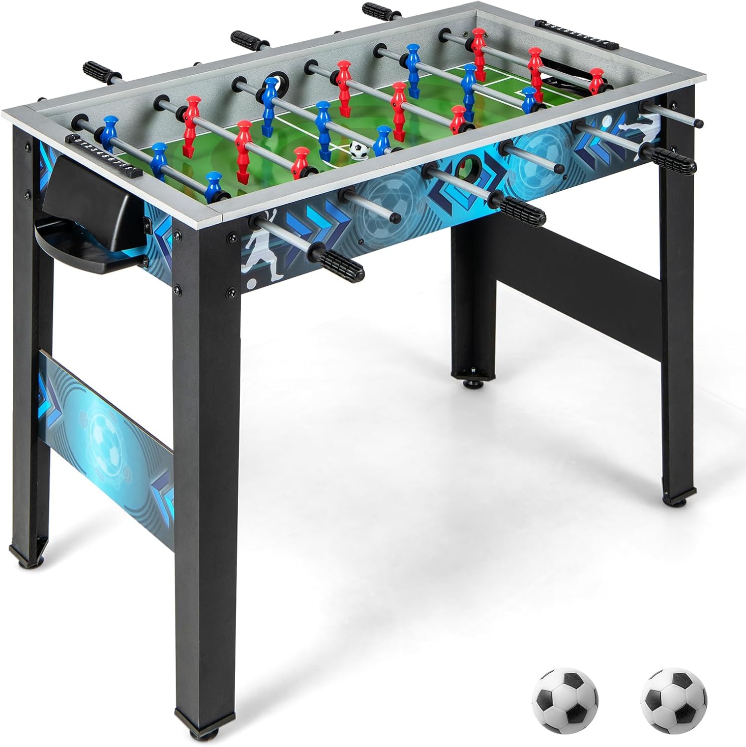 COSTWAY Football Table, Freestanding Foosball Table with 2 Footballs ...