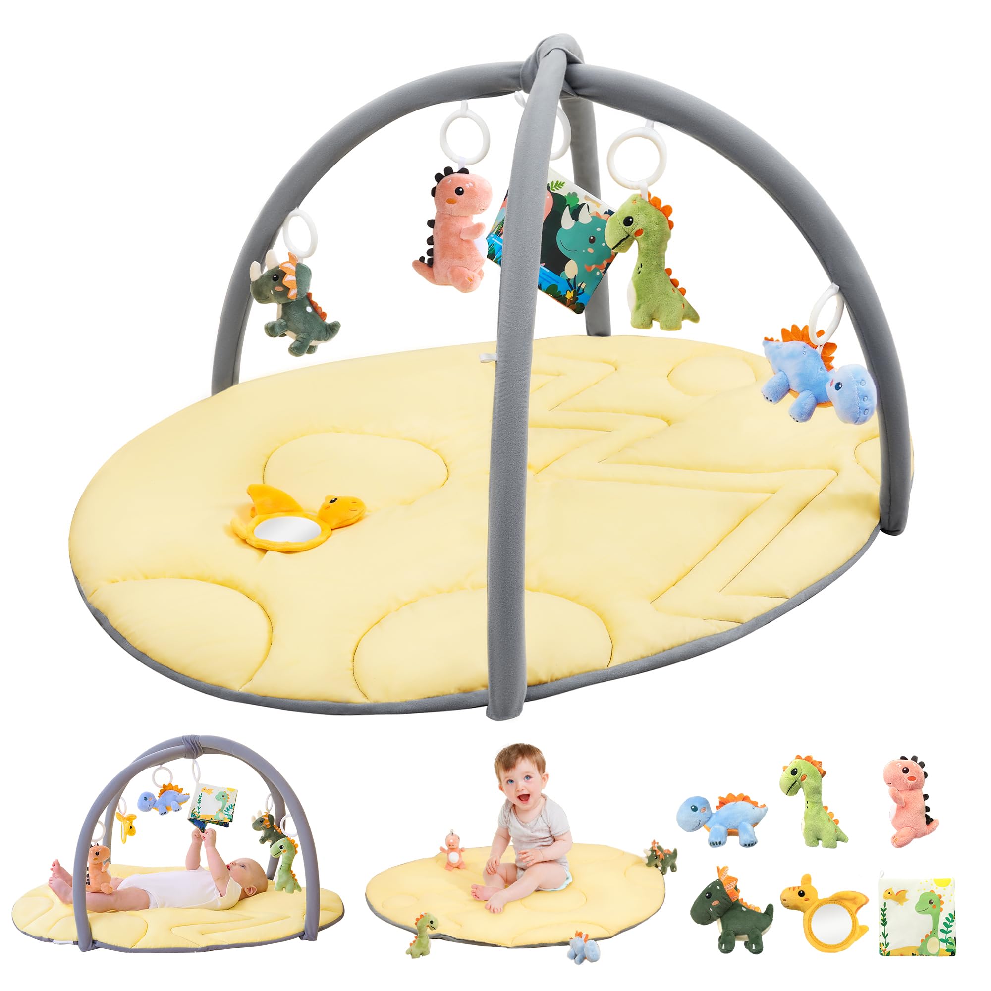 Amazon.com : Baby Play Gym Mat, Dinosaur Egg Shped Tummy Time Activity ...