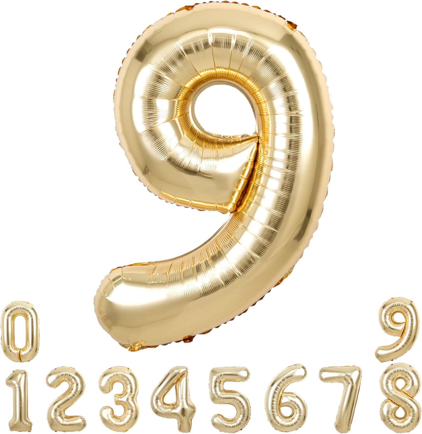 Amazon.com: Giant 40 Inch white gold Number 9 Balloon for 9th Birthday ...