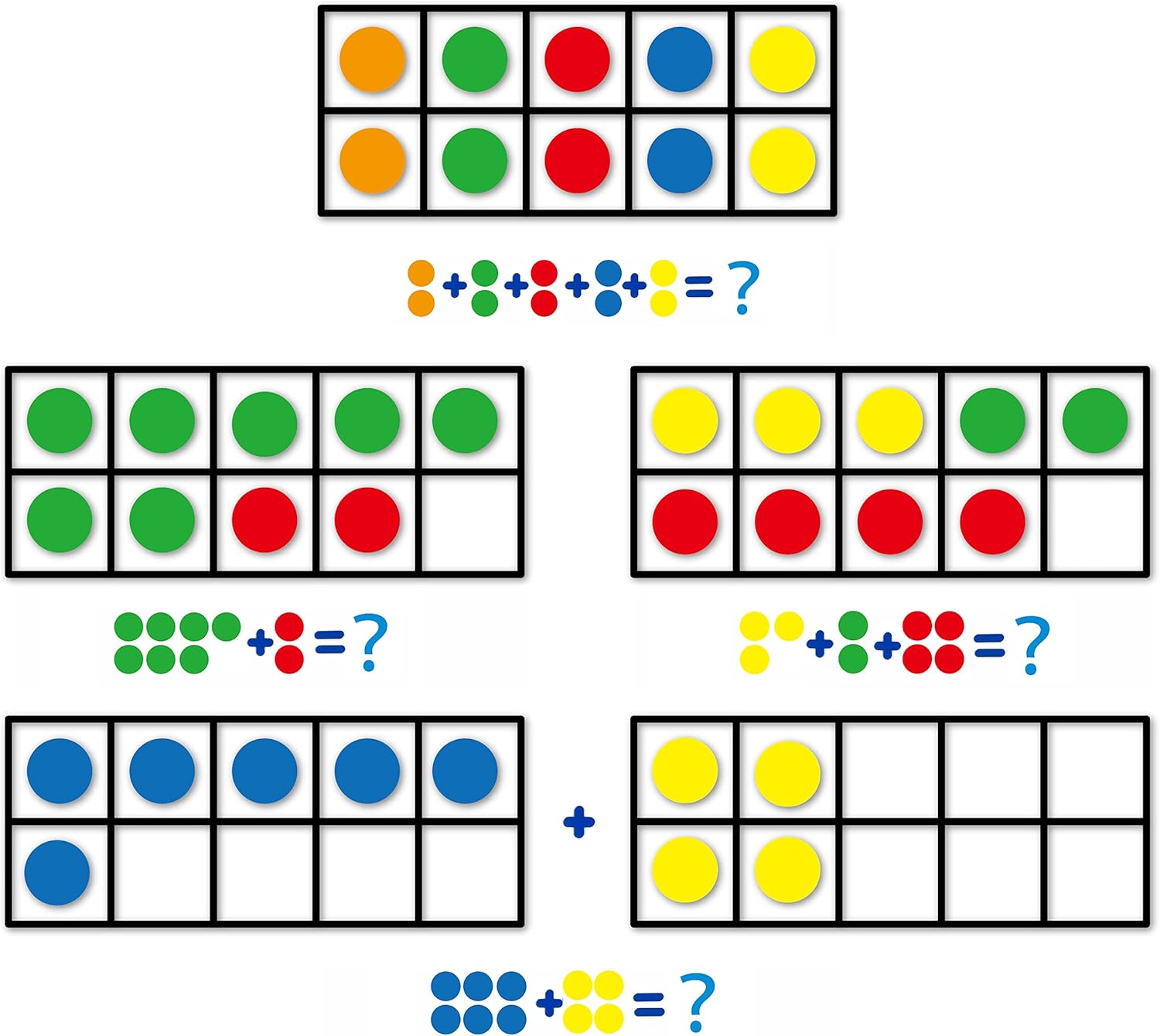 Magnetic Ten-Frame Set, including 5 frames (no hollowed out) and 55 ...