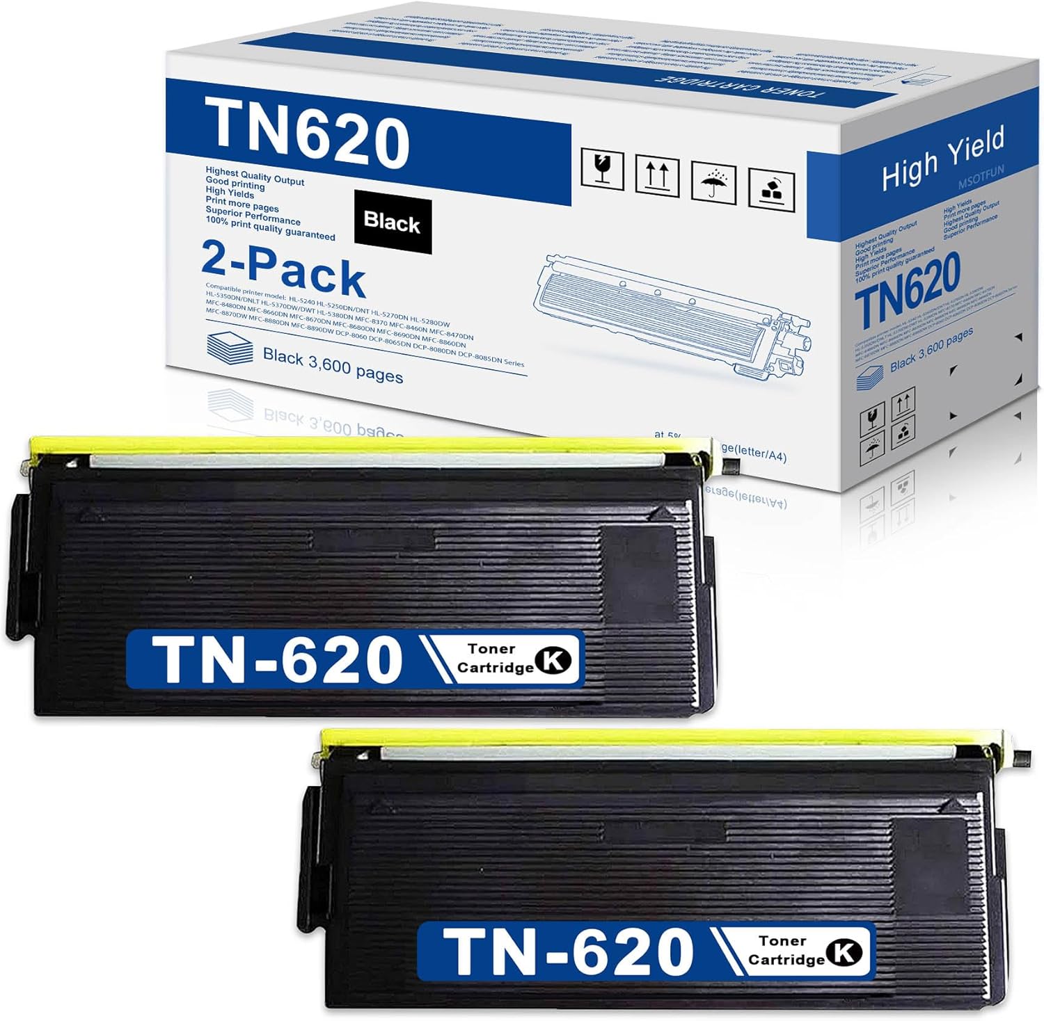 Amazon.com: TN-620 TN620 Black Toner 2-Pack Replacement for Brother ...